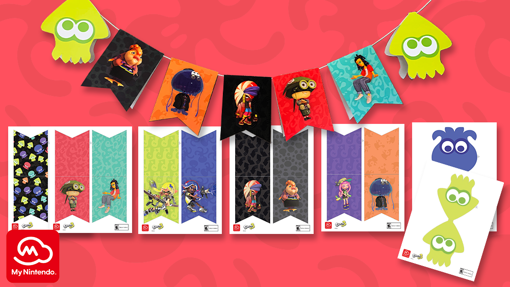Printable: Splatoon 3: Splatfest Party banner flags | Rewards | My Nintendo