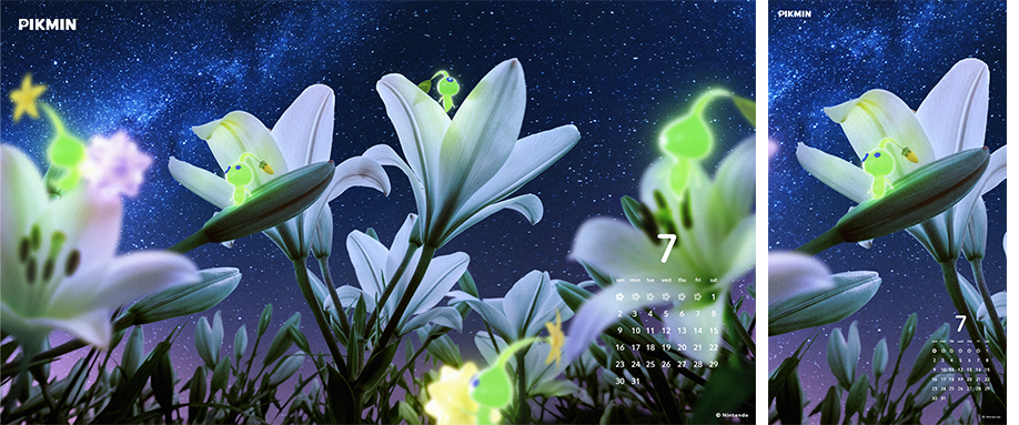 July Calendar Wallpaper: Pikmin™ 4 (Glow Pikmin) | Rewards | My Nintendo