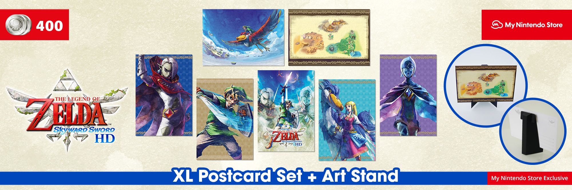 The Legend of Zelda: Skyward Sword HD XL Postcard Set + Art Stand is ...